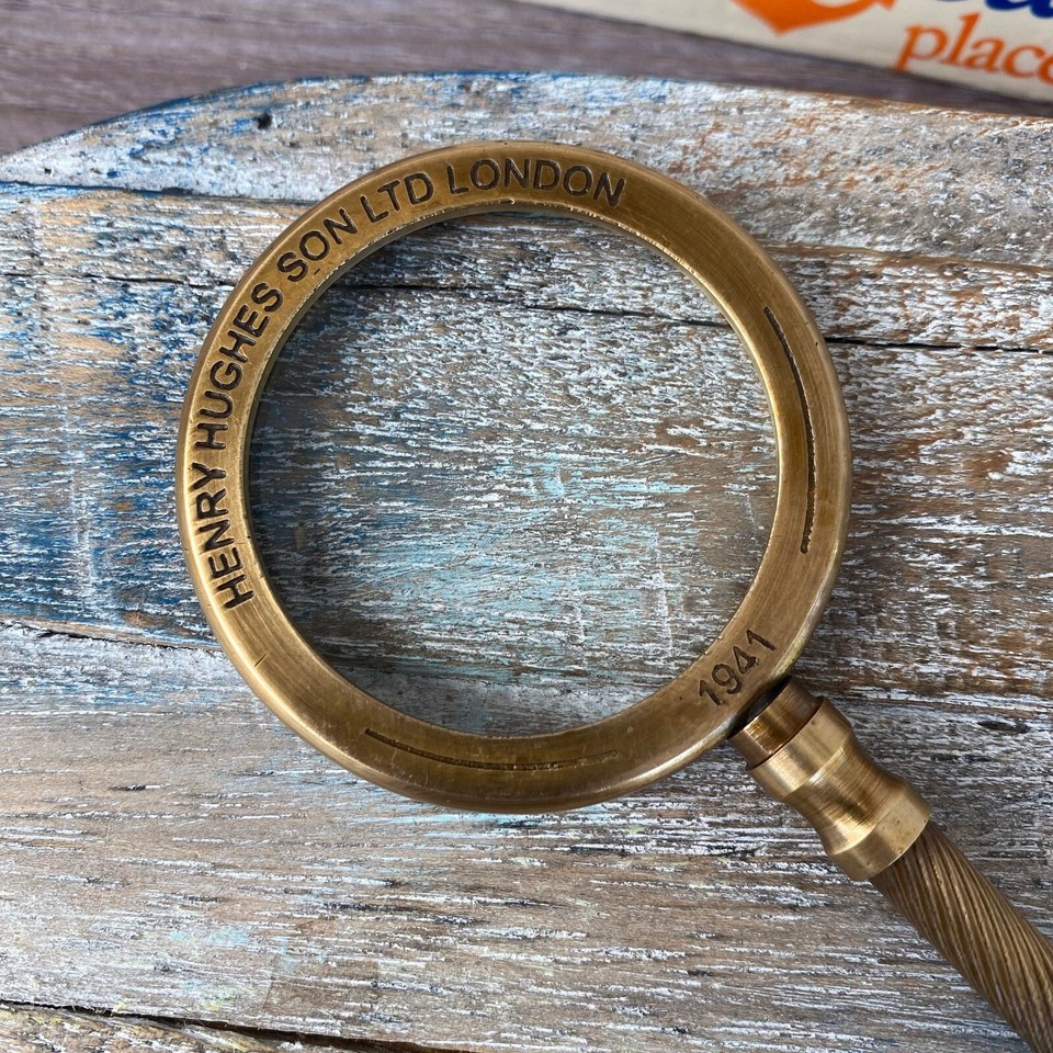 5.5" Brass Magnifying Glass - Antique Finish Hand Held Magnifier ...