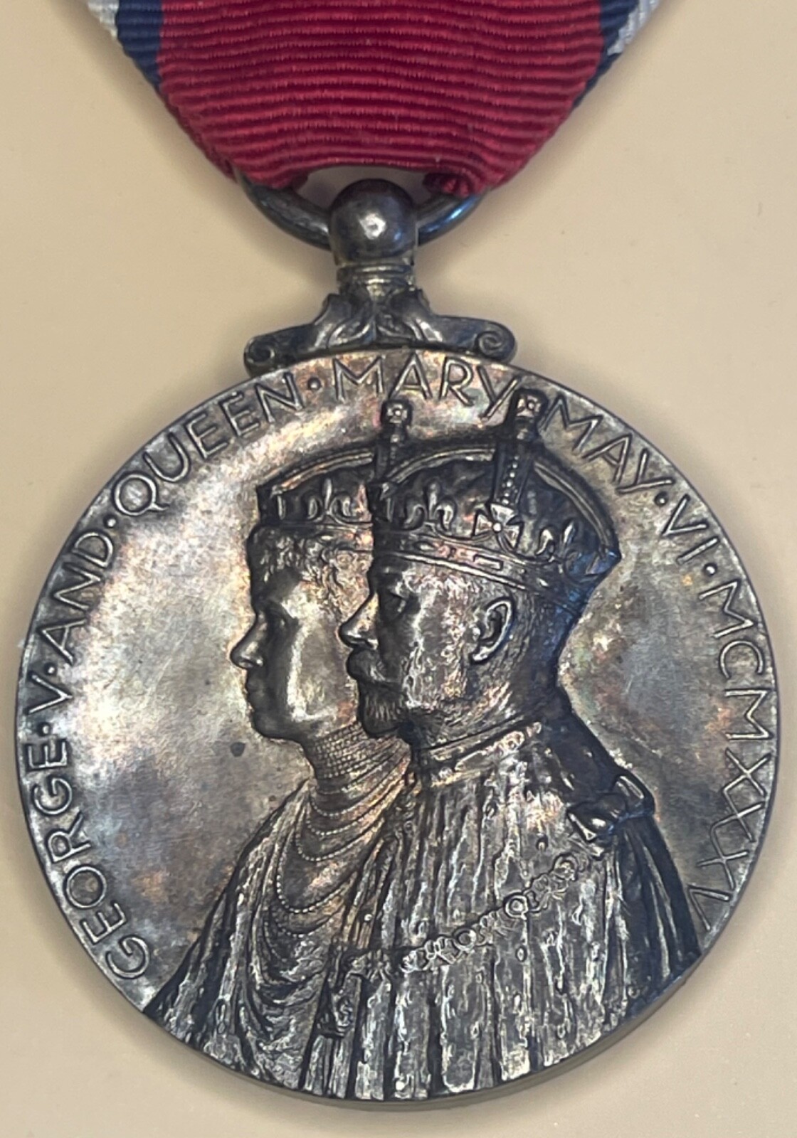 RARE ORIGINAL GREAT BRITAIN UK 1935 KING GEORGE V JUBILEE MEDAL NAMED ...