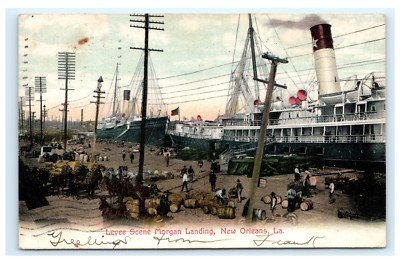 Levee Scene Morgan Landing New Orleans LA UDB Postcard W.W. Frerichs B7 ...