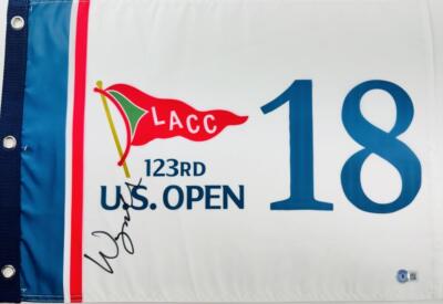 WYNDHAM CLARK SIGNED 2023 U.S. OPEN GOLF PIN FLAG WELLS FARGO AUTOGRAPH ...