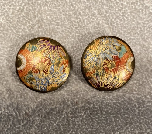 2 Antique Japanese Satsuma Floral Porcelain Buttons W/ 24k Accent 1” | eBay