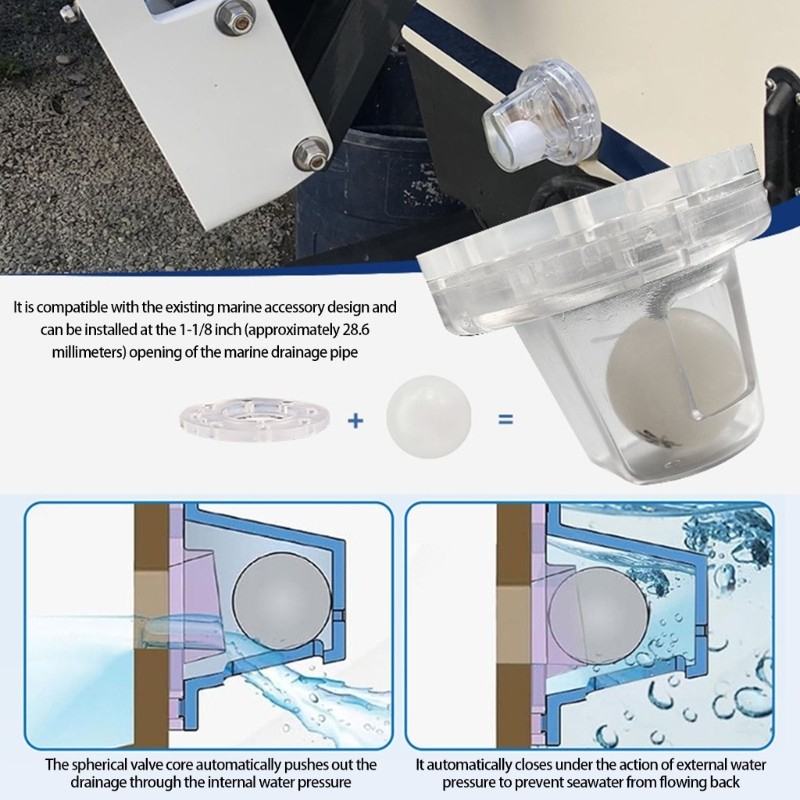 Self Bailing Ball Scupper Valves Bailing Scuppers Fits Over 1-1/8in ...