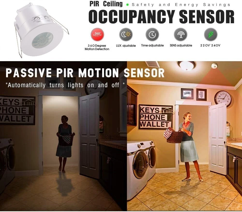 360 Pir Sensor Ceiling Motion Detector Light Switch | Shelly Lighting