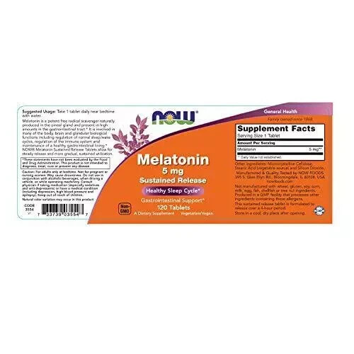 NOW Supplements, Melatonin 5 mg - 60 Veg Capsules exp:11/2025 | eBay