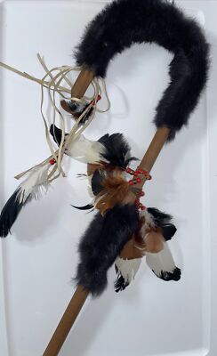 30” Vintage Handmade NATIVE AMERICAN DANCE WAND DANCE STICK Ceremony ...
