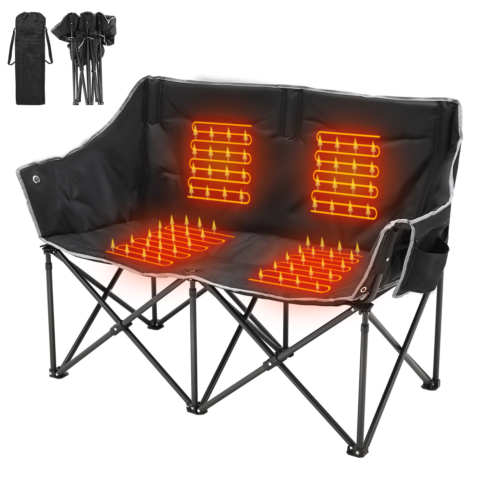 Loveseat Heated Camping Chairs Adults 2 Person Oversized Double Camping ...