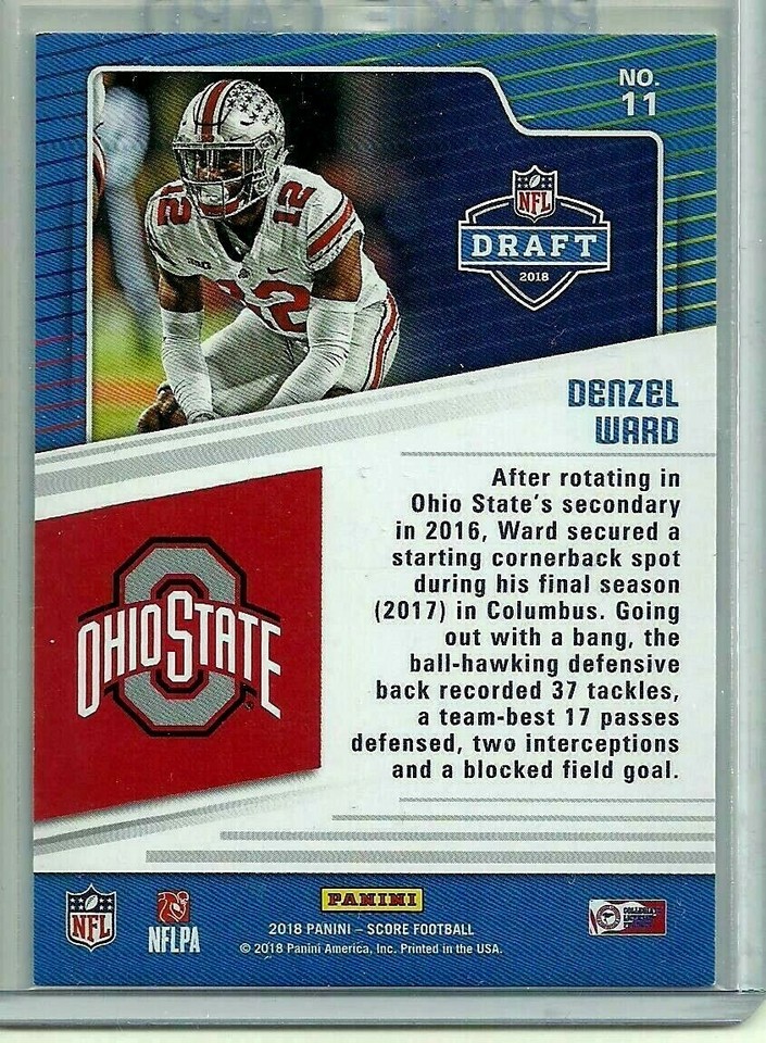 Cleveland Browns 2018 NFL Score Draft #11 The Warden Denzel Ward Ohio ...