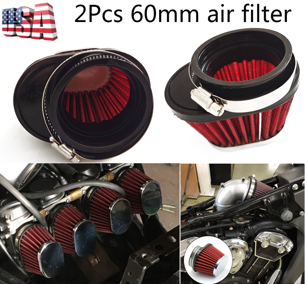 2Pcs Motorcycle High Flow Air Filter 60mm For Motocross Scooter Air ...