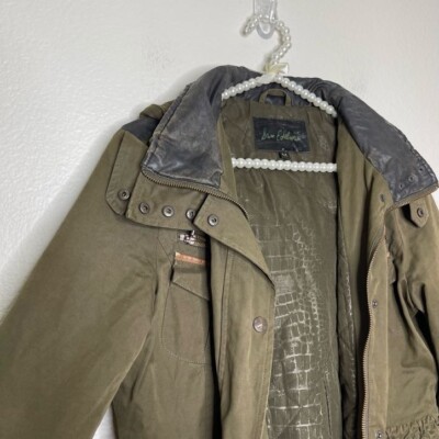 Sam Edelman Jacket Medium Olive Green Military Utility Full Zip Hide ...