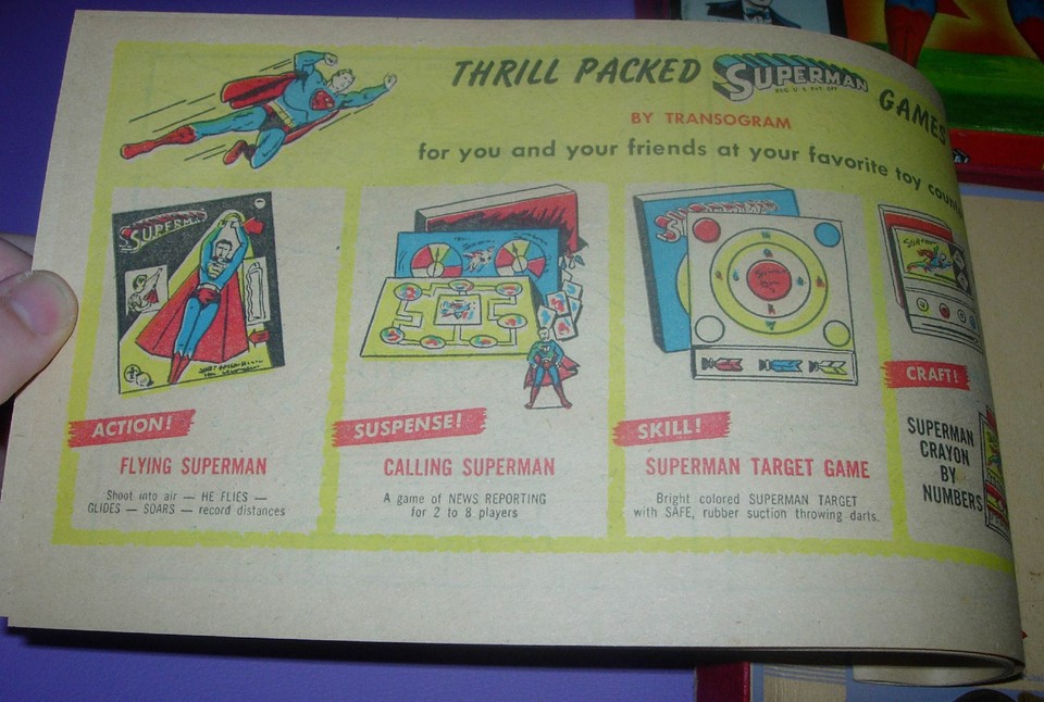 SUPERMAN PAINT BY NUMBERS WATER COLOR SET BOXED 1954 TRANSOGRAM 1851 ...