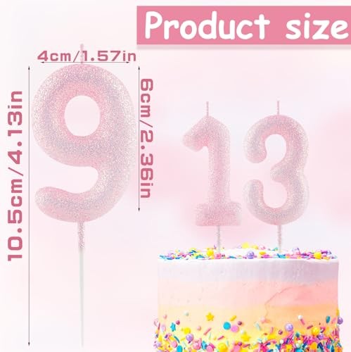 7th Birthday Candle Glitter Candles Luminous Cake Topper Number 7 Pink ...