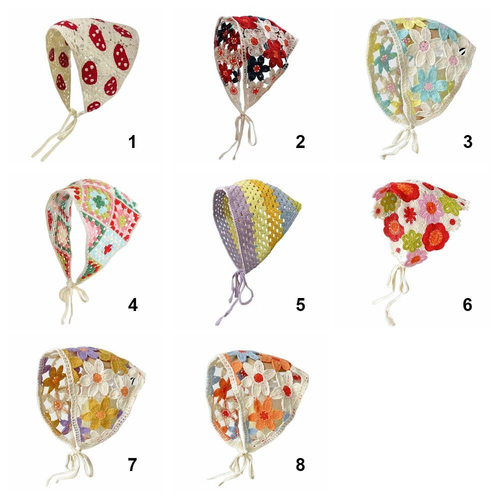 French Retro Crochet Triangle Headscarf Triangular Turban Scarf Women ...