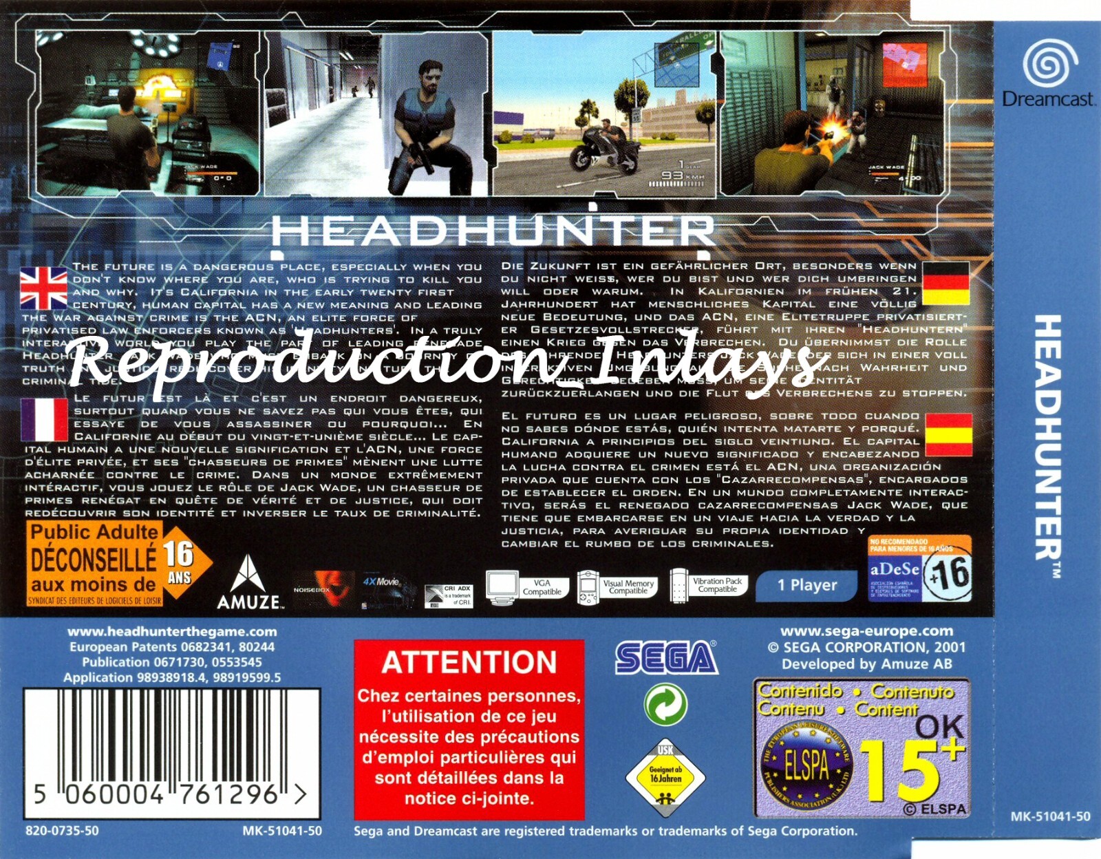 Headhunter SEGA Dreamcast PAL Game Complete With Manual for sale online ...