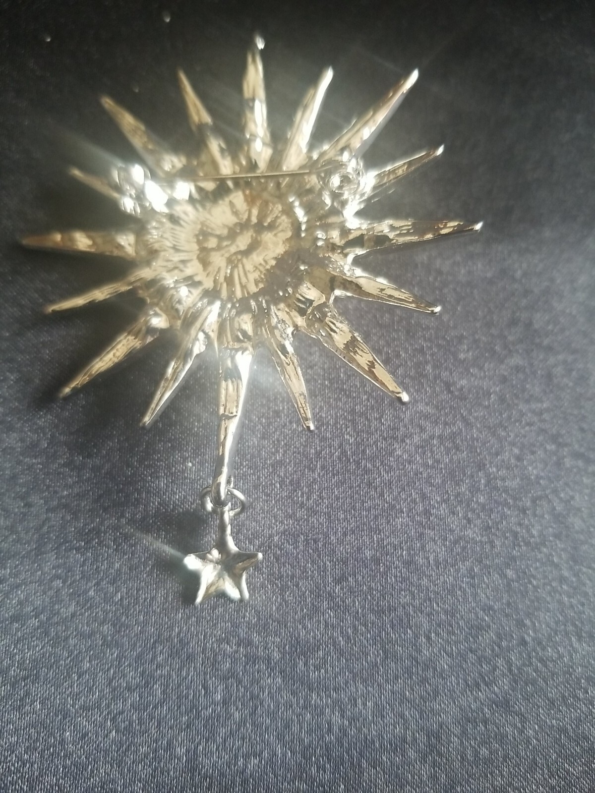 Victorian Style 16 Point Star BroochFaux Moonstone Ce… - Gem