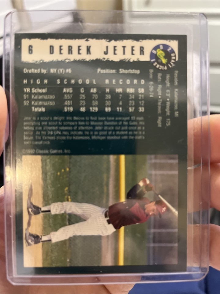 Derek Jeter Rookie Card - 1992 Classic Draft Picks #6 | eBay