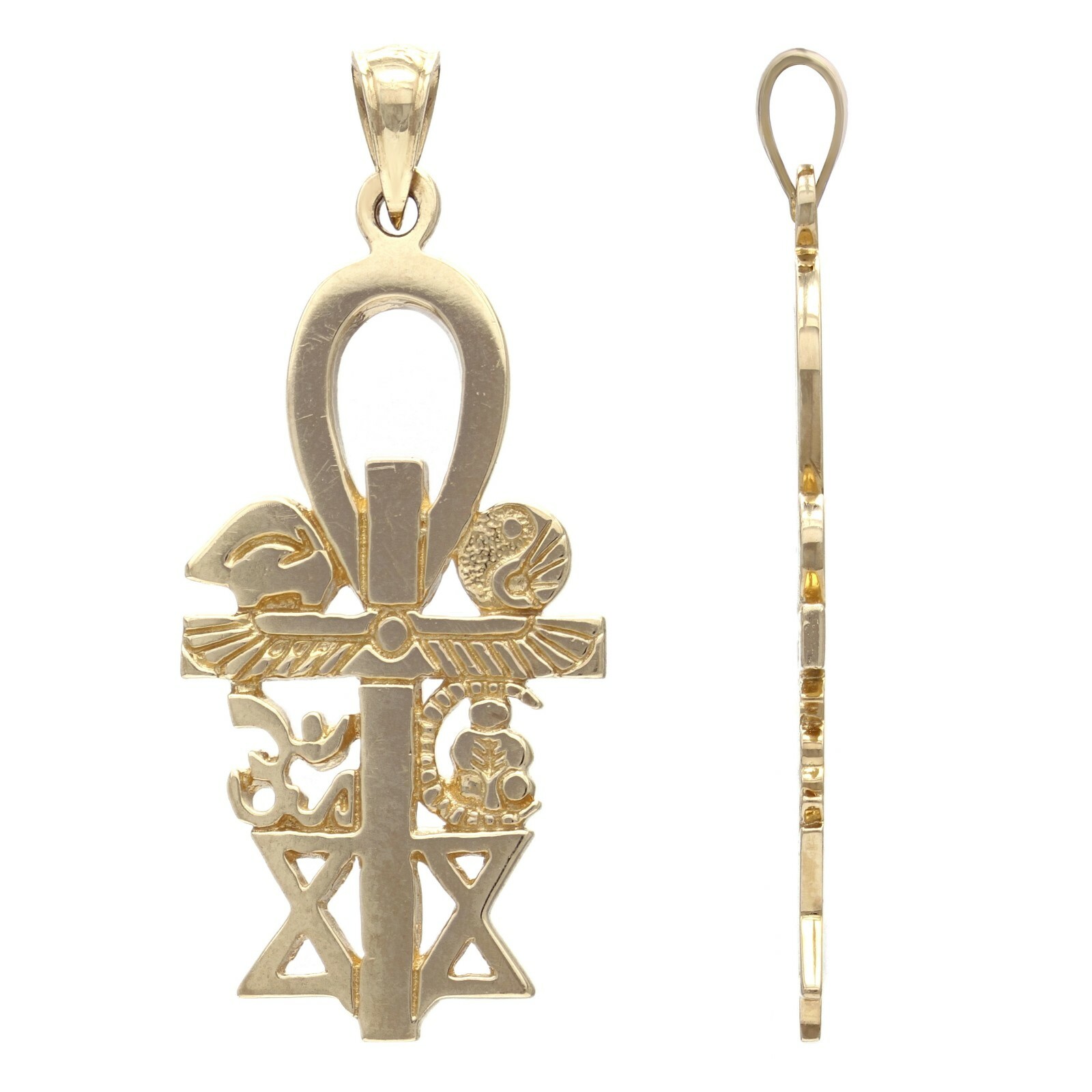 14k Yellow Gold Interfaith Pendant Unity Multi Faith Charm 1.7" 5.7 ...