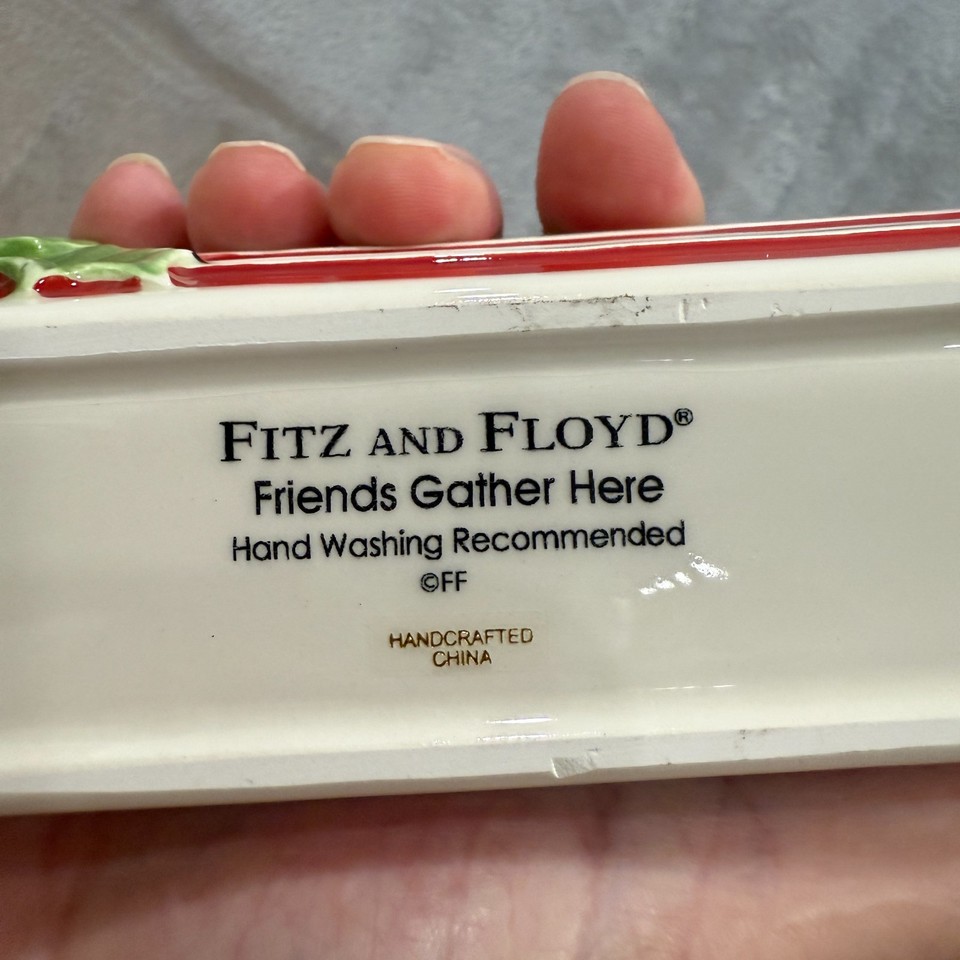 Fitz and Floyd Christmas Cracker Cradle Friends Gather Here Holiday ...