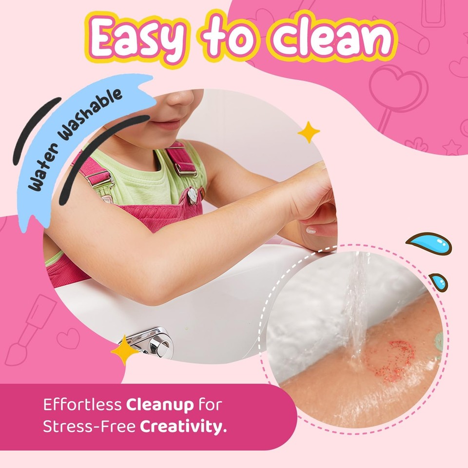 Kids Makeup Kit Washable Face Paint Kit Girls Makeup Kits for Ages 4-12 ...