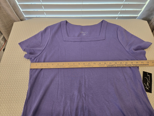 NWT KIM ROGERS XL Purple Lilac Gym 100% Cotton Square Neck T-shirt Top ...