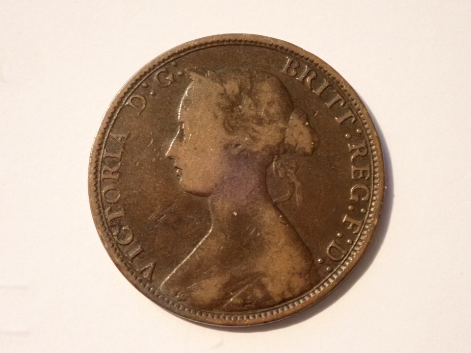 1872 GREAT BRITAIN QUEEN VICTORIA COPPER HALFPENNY in GOOD COLLECTABLE ...