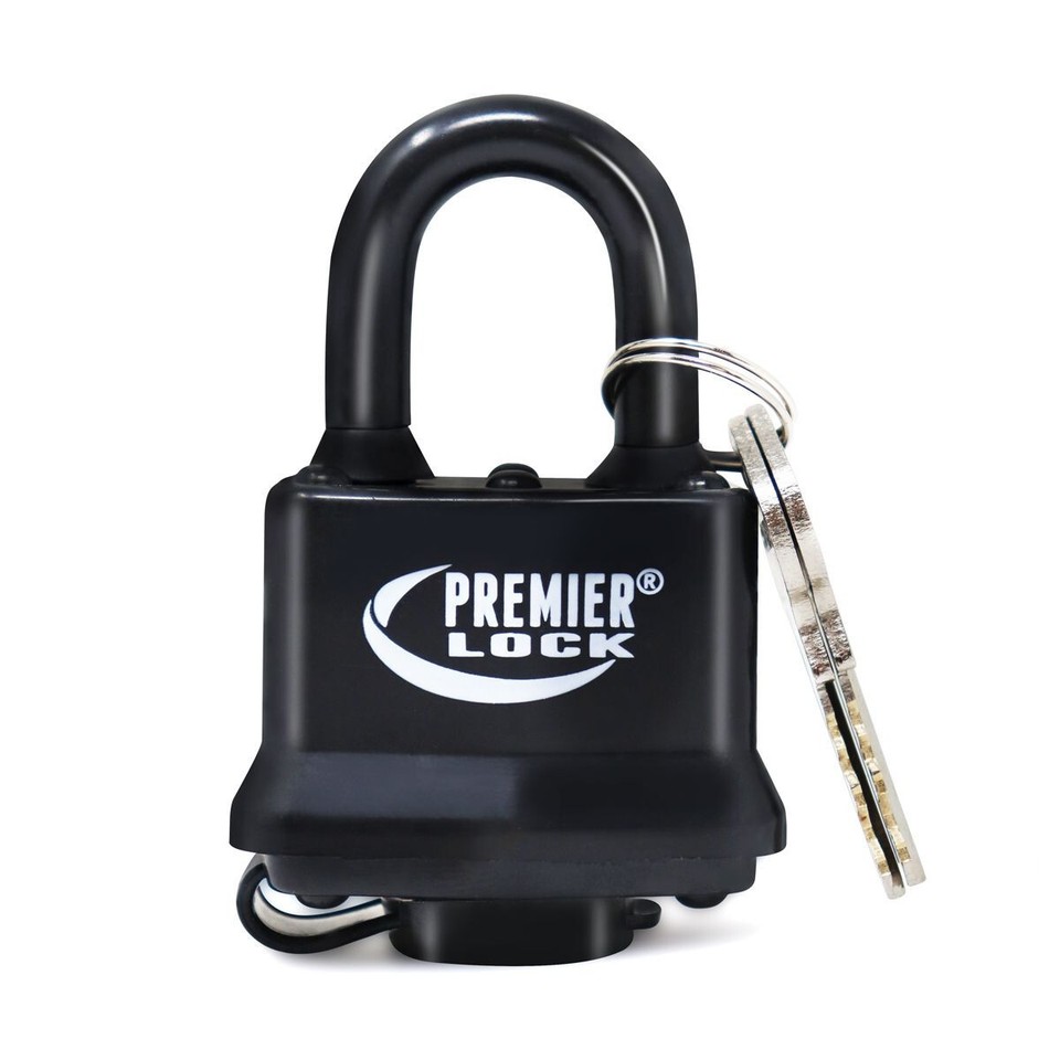 Premier Lock LAP04LJ Laminated Padlock Black Jacketed Hardened Shackle ...