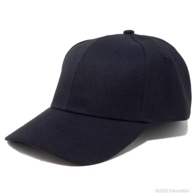Curved Black Fitted Cap, Medium Size 6 Panel Cap Mens Accessories | eBay