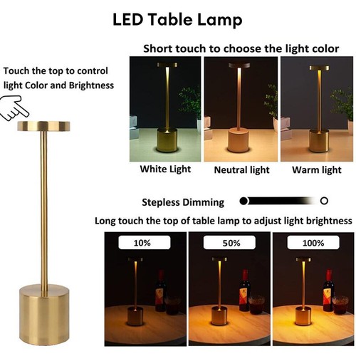 Touch LED Table Desk Lamp USB Rechargeable Dimmable Bar Night Light ...