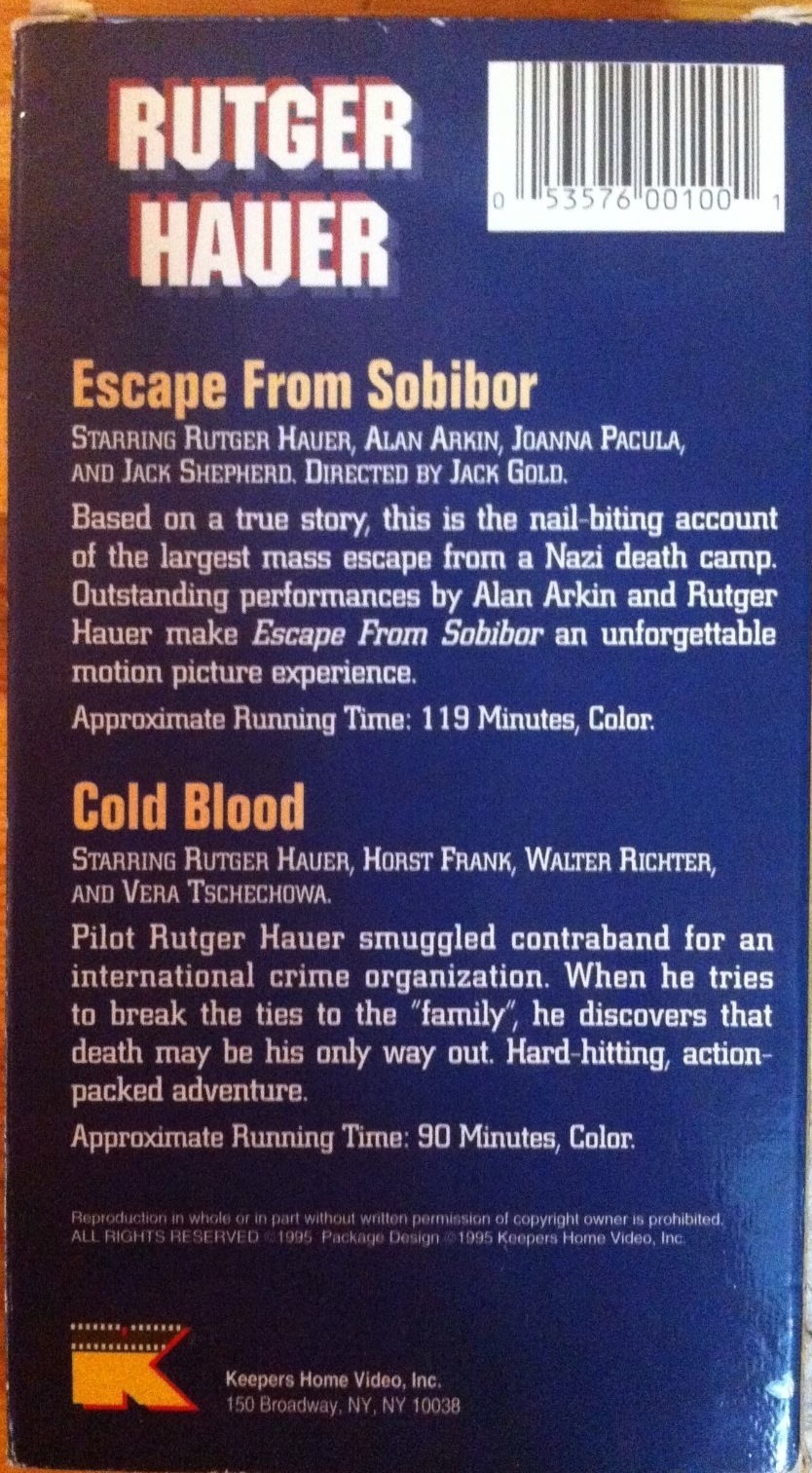 Escape From Sobibor & Cold Blood VHS Tape Rutger Hauer Alan Arkin Horst ...
