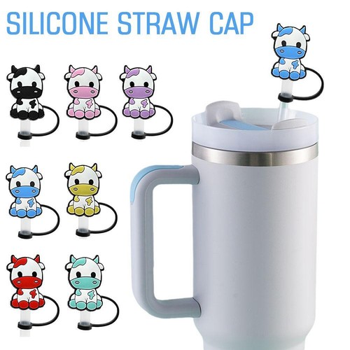 7PCS Cow Straw Cover Silicone Straw Covers Cap For Tumblers Cover ...