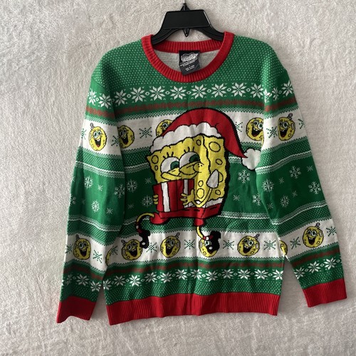 Nickelodeon SpongeBob SquarePants Mens Sweater Holiday Large Long ...