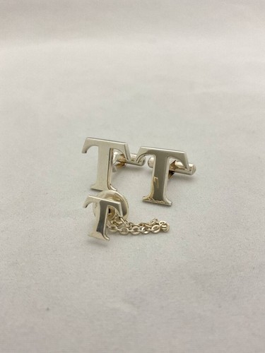 TIFFANY&Co. T Logo Cufflinks Tie Tack Set Silver 925 #182 | eBay