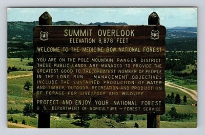 Sherman Hill WY-Wyoming, Marker at Medicine Bow Natl Forest Vintage ...