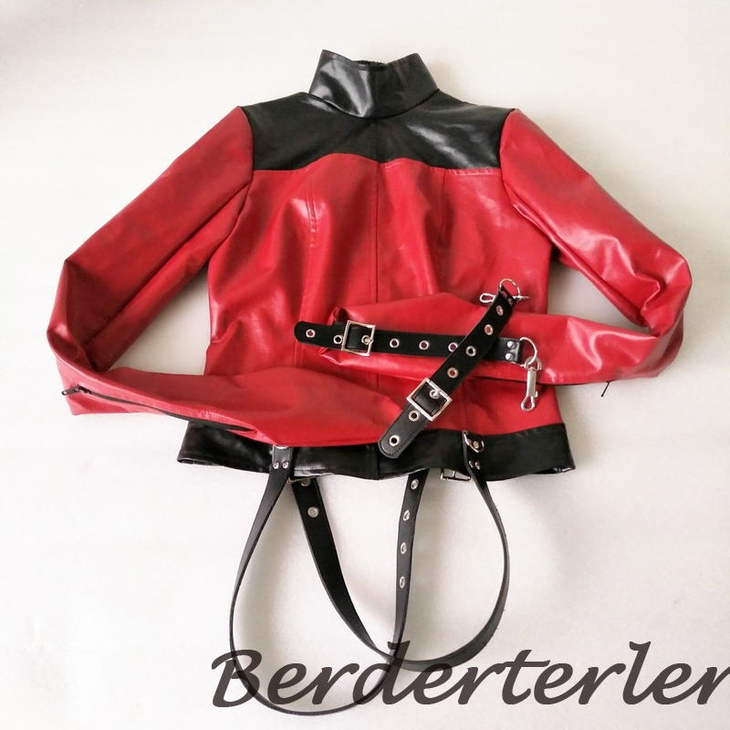 Soft PU Leather Adjustable Binder BDSM Bondage Harness Straitjacket ...