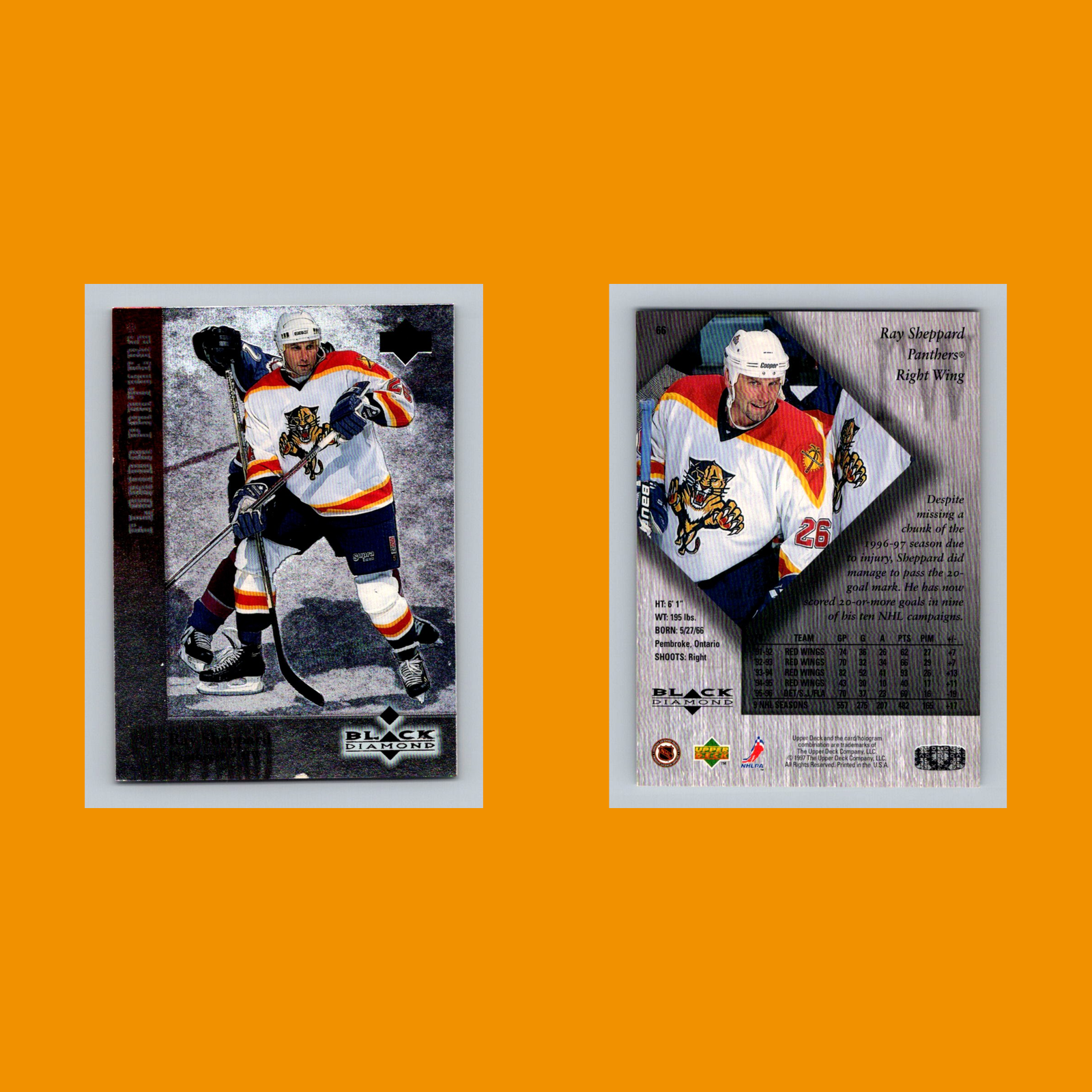 Ray Sheppard #66 1996 Upper Deck Black Diamond Florida Panthers Hockey ...