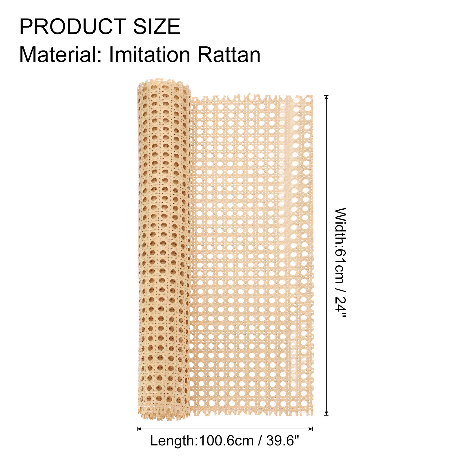 Plastic Rattan Cane Webbing Roll,24 Inch x 3.3 FT Hand Woven Faux Woven ...