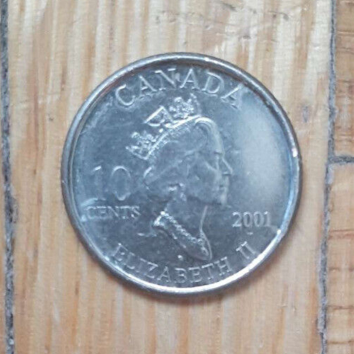 RARE ROYAL CANADIAN MINT ERROR SHORTENED P 10 CENTS COIN 2001 ...