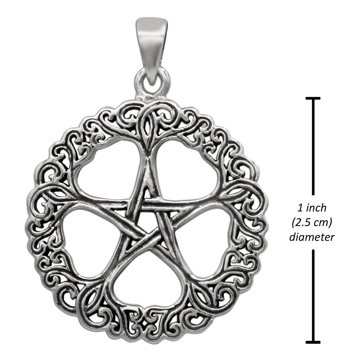 Sterling Silver Rose Pentacle Wiccan Pagan Pentagram Pendant by Dryad ...