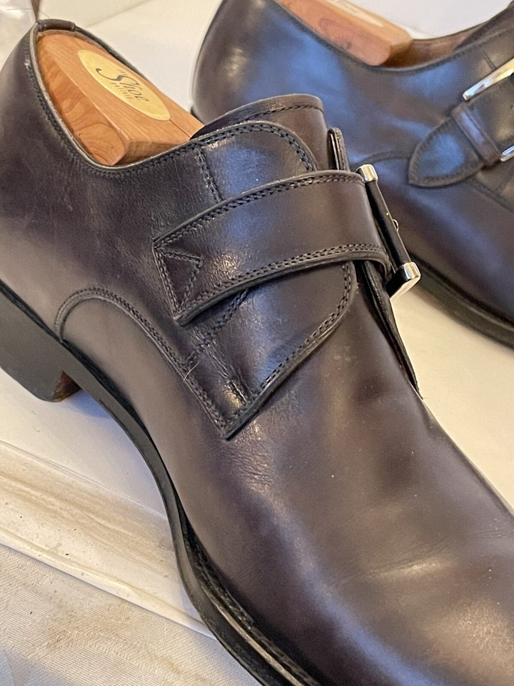 Magnanni Marco Plain Toe Single Monk Strap Dress Shoes 13276 US Men's 8 ...