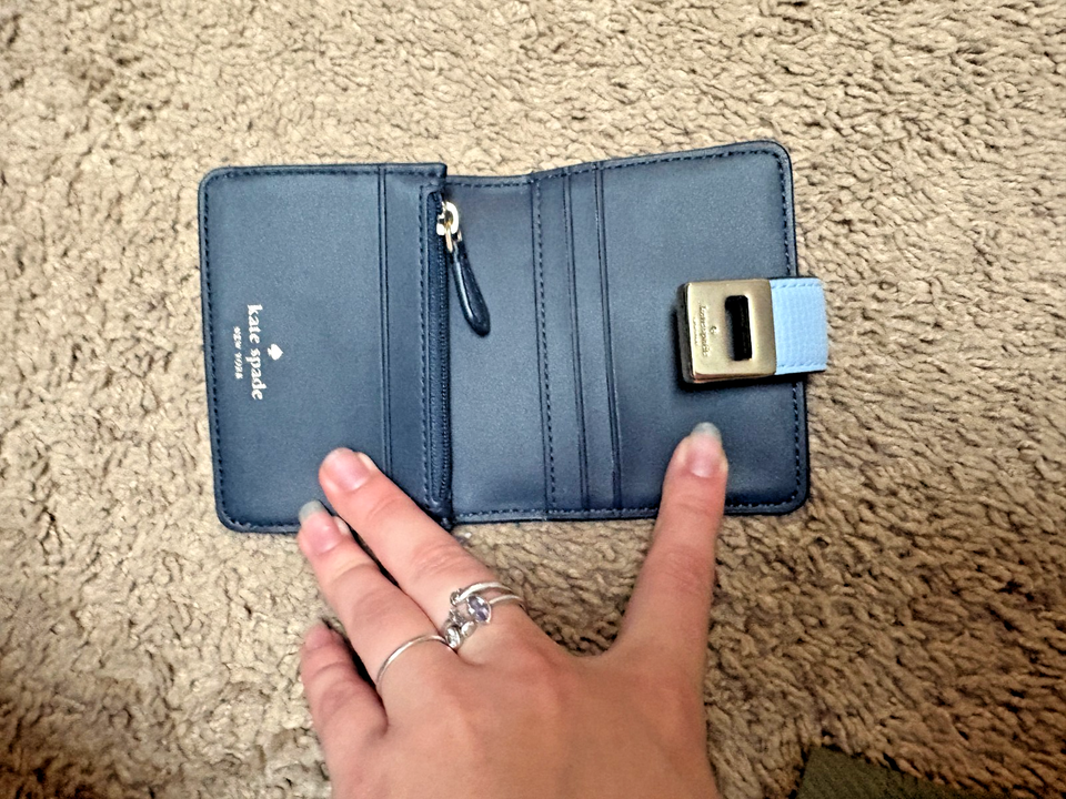 Kate Spade Light Blue Bifold Turn Lock Wallet Excellent Condition | eBay