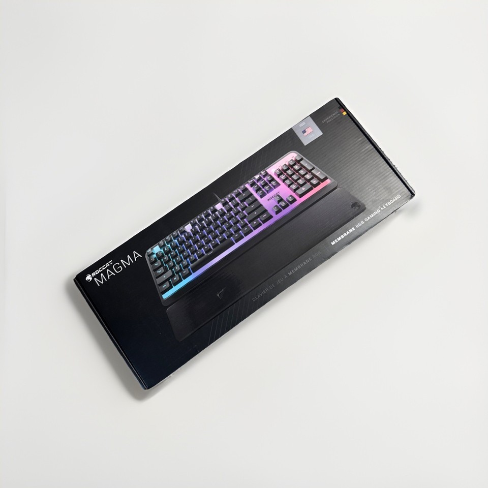 Roccat Magma Membrane RGB Backlight Keyboard Palm Rest Detachable Quiet ...