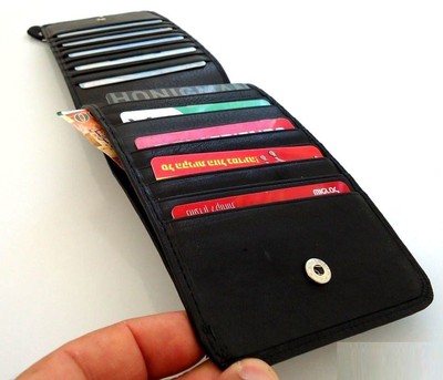 Natural Leather Universal Wallet 18 Credit Card Slots 2 Bill ...