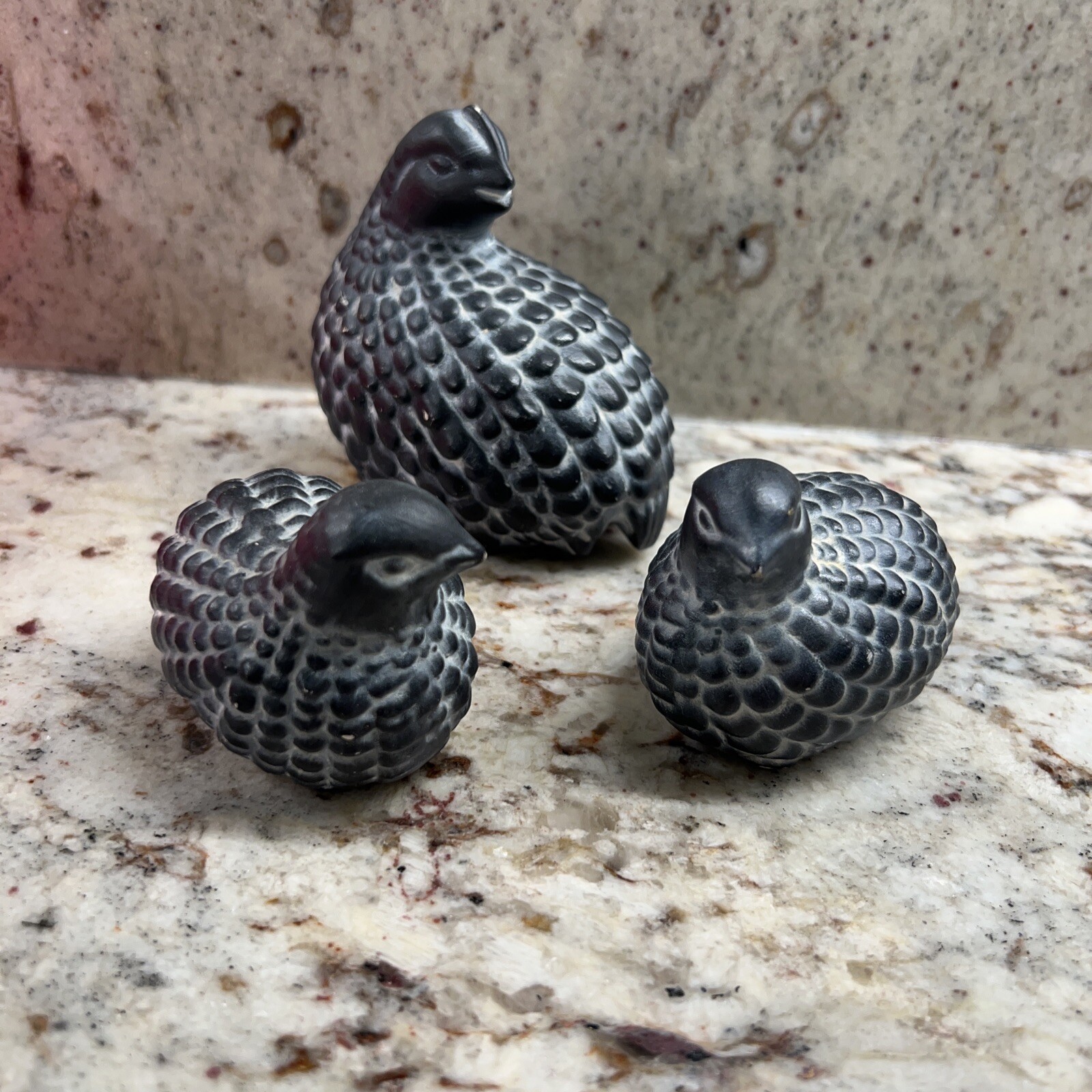 Quail Family Figurines Vintage Arnels Blackish Hand Painted Set of 3 | eBay