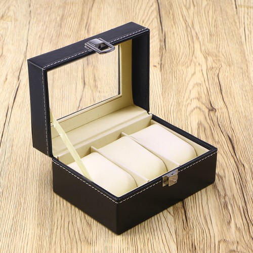 Watch Box Men 3 Slots Watch Display Box PU Watch Case Watch Box | eBay