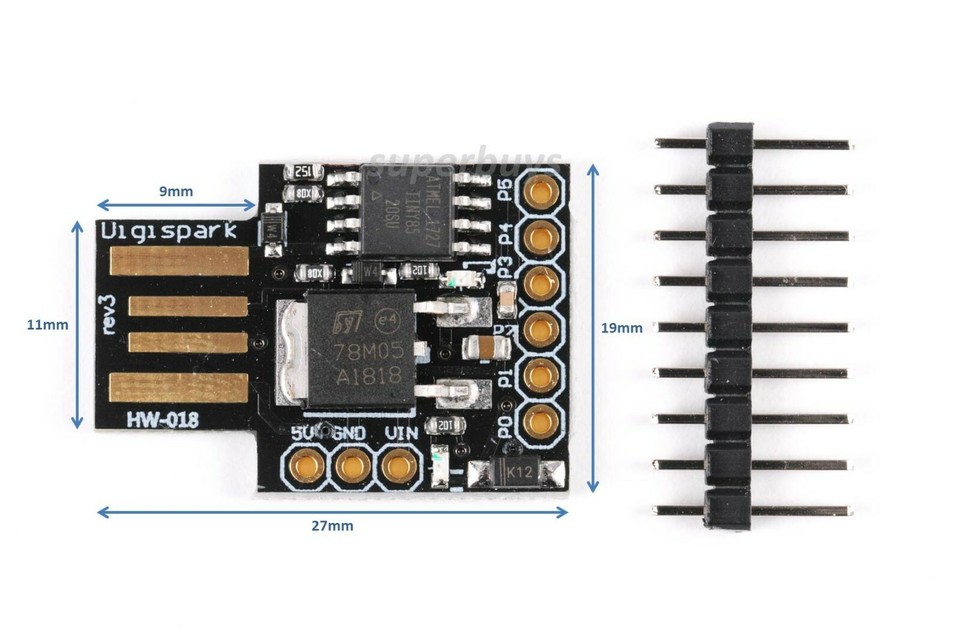 Digispark USB Development Board Prototype Circuit PCB Chip Attiny85 ...