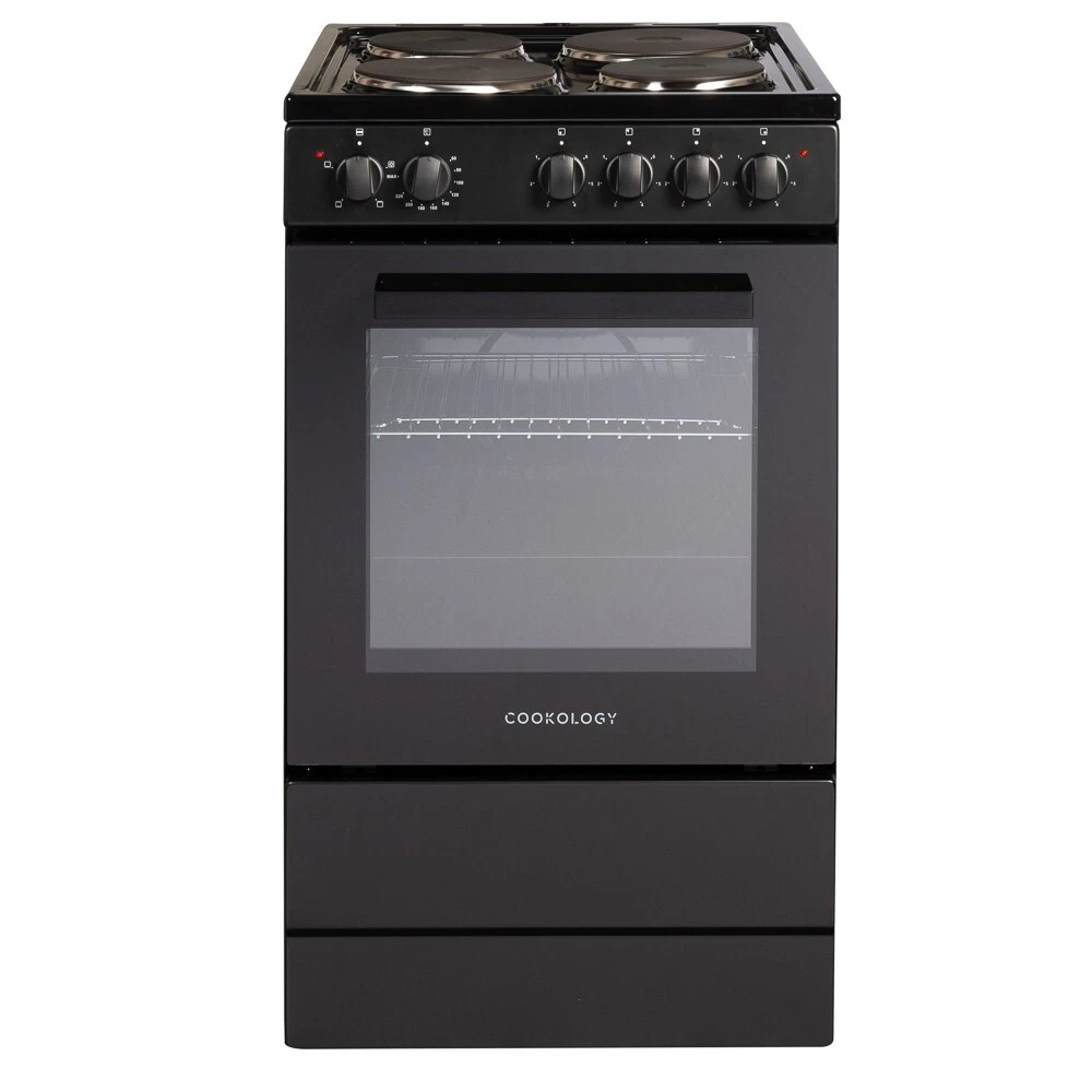 Cookology CFSPSC501BK 50cm Freestanding Single Cooker & Solid Plate Hob ...