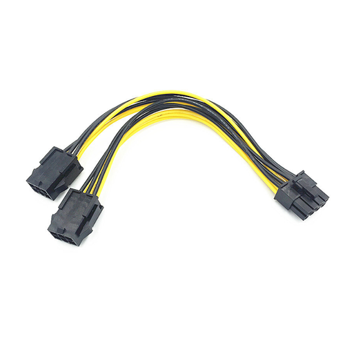 2 Pack Dual 6-Pin Female to 8-Pin Male GPU Power Adapter Cable AMD ATI ...