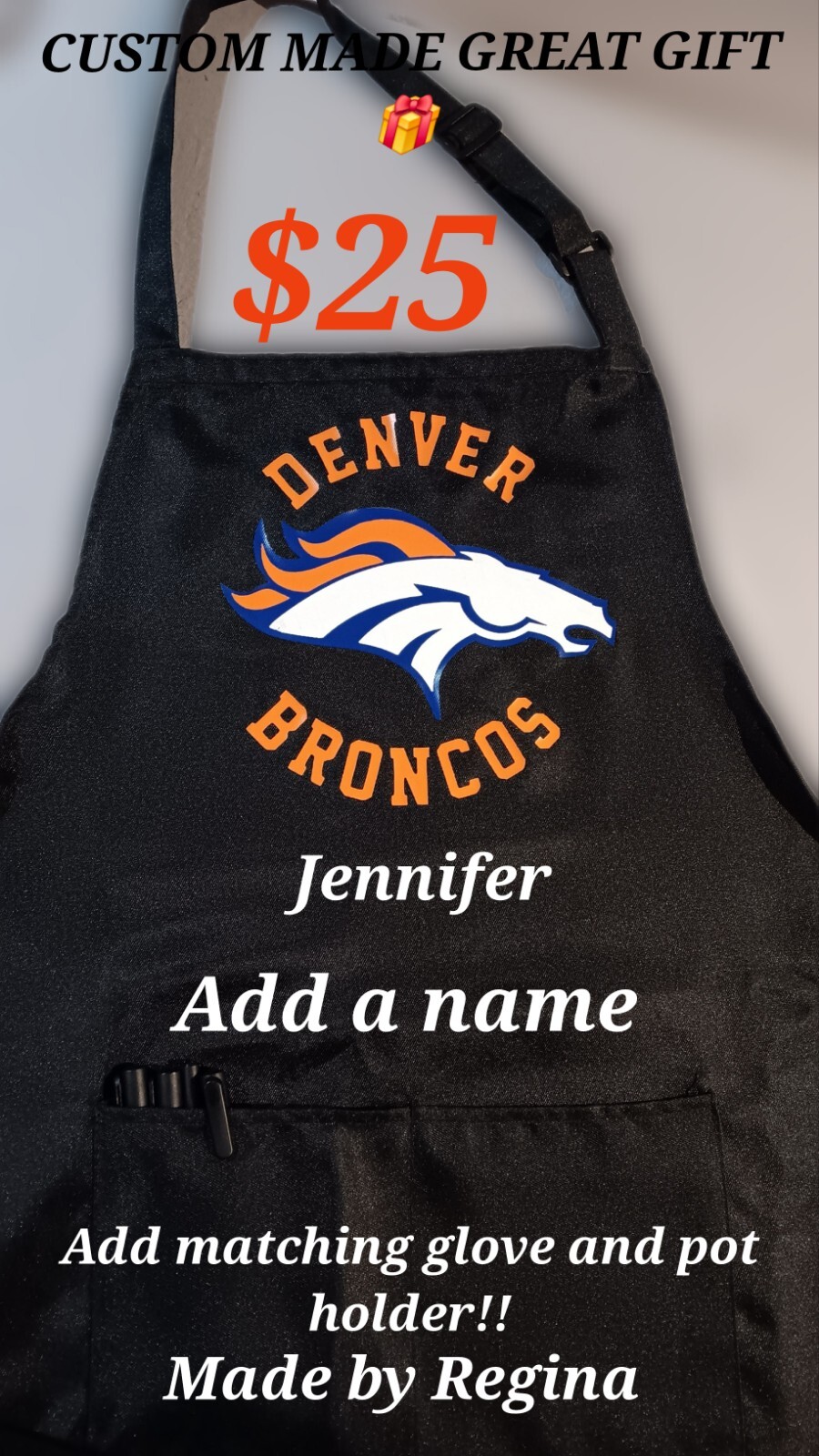 Kitchen Apron Custom Made Denvers Broncos | eBay