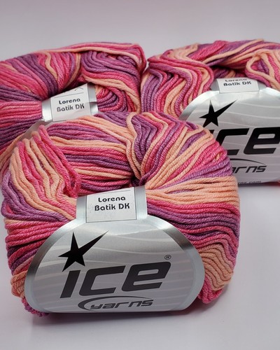 Ice Yarns Lorena Batik DK 75315 Pink, Purple, Peach Striping Cotton ...