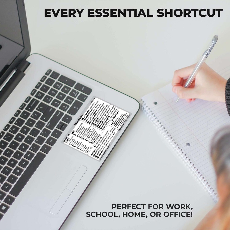 SYNERLOGIC Windows PC Shortcuts Durable Vinyl Sticker size LG for 15 ...
