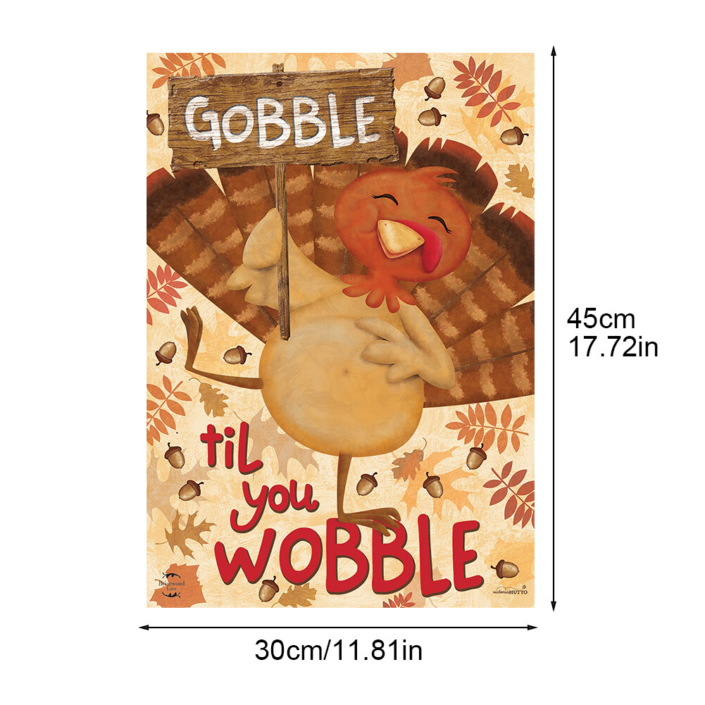 For Thanksgiving Gift Garden Flag Printed Gobble Turkey Double Sided ...